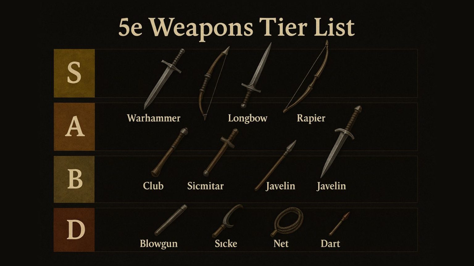 5e Weapons Tier List: Best to Worst Ranked! - PMSLTech Guide